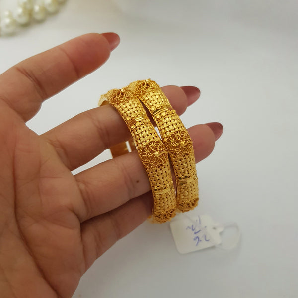 Gold Plated Screw Openable Kara Floral Design with Lacker Polish – Asianest